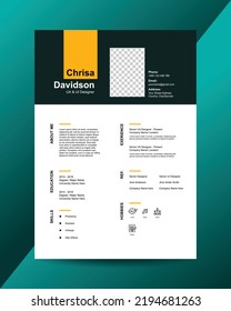 Beautiful Cv Resume Template Elegant Stylish Stock Vector (Royalty Free ...