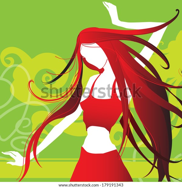 Beautiful Dancing Girl Red Hair Stock Vector Royalty Free 179191343