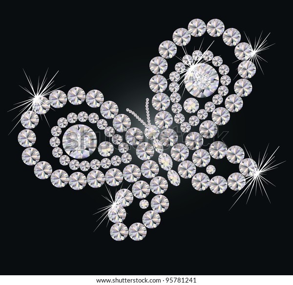 Beautiful Diamond Butterfly Vector Illustration Stock Vector (Royalty ...