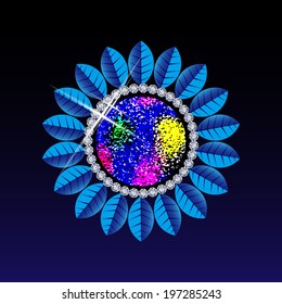 Beautiful Diamond Flower Design Stock Vector (Royalty Free) 197285246 ...