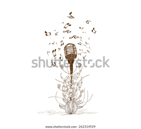 Beautiful Doodle Art Microphone Stock Vector (Royalty Free) 262314929 ...