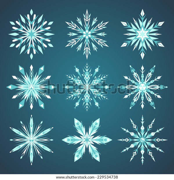 Beautiful Elaborate Elegant Snowflake Graphic Elements Stock Vector ...