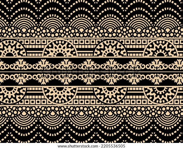 Beautiful Elegant Border Design Motifs Paisleys Stock Vector (Royalty ...