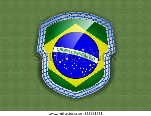 Beautiful Flag Brazil Shield On Green Stock Vector (Royalty Free ...