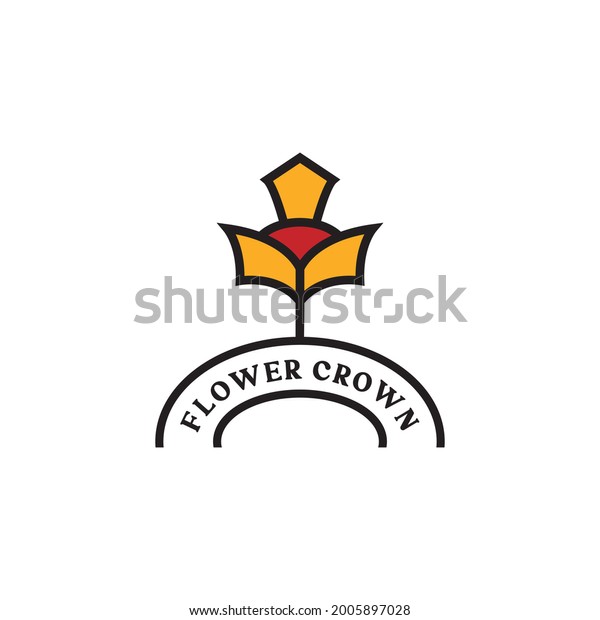 Beautiful Flower Crown Logo Design Flat Stock Vector (Royalty Free ...