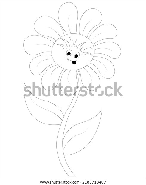 Beautiful Funny Flower Coloring Page Illustration Stock Vector (Royalty ...