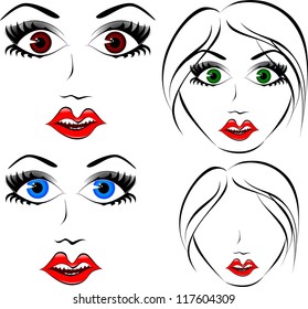 Beautiful Girl Face Design Elements Colorful Stock Vector (Royalty Free ...