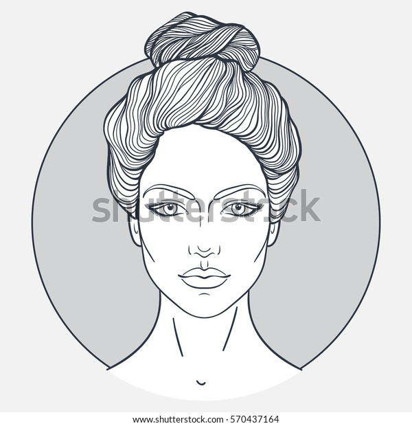 Beautiful Girl Face Neutral Expression Hand Stock Vector (Royalty Free ...