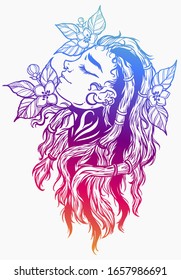 Beautiful Girl Long Dreadlocks Vector Stock Vector (Royalty Free ...