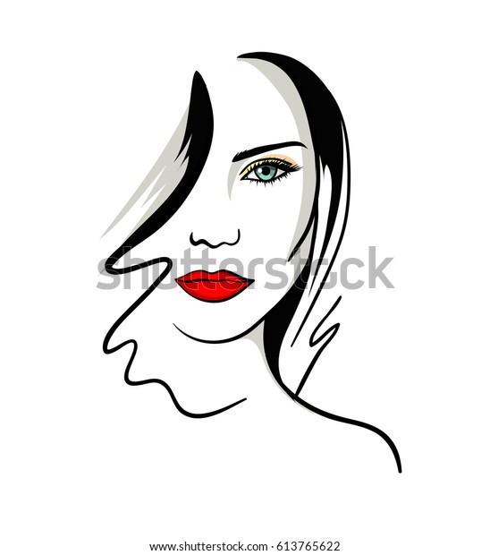 Beautiful Girl Vector Sketch: เวกเตอร์สต็อก (ปลอดค่าลิขสิทธิ์ ...