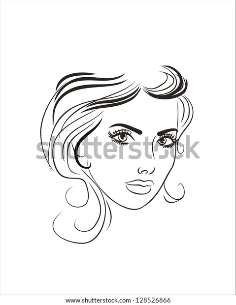 Beautiful Girls Face Lines Stock Vector (Royalty Free) 128526866