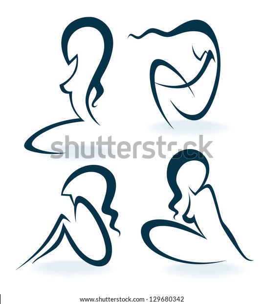 Beautiful Girls Outlines Vector Collection Woman : image vectorielle de ...