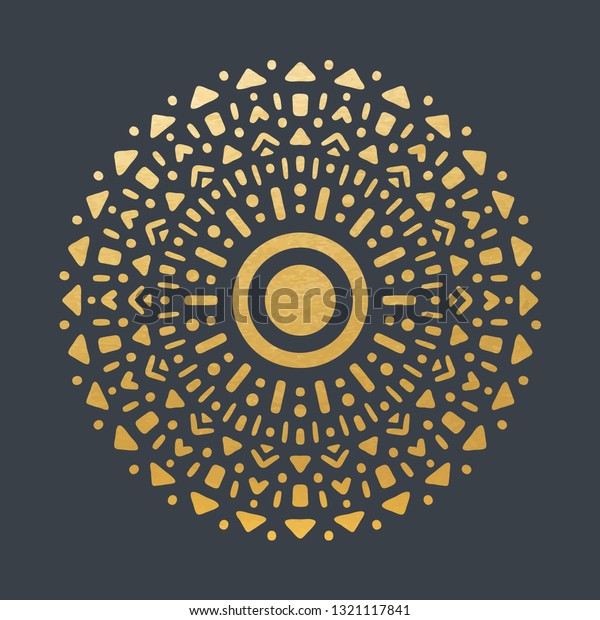 Beautiful Golden Sun Hand Drawn Ornamental Stock Vector (Royalty Free ...