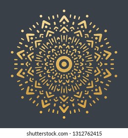 Beautiful Golden Sun Hand Drawn Ornamental Stock Vector (Royalty Free ...