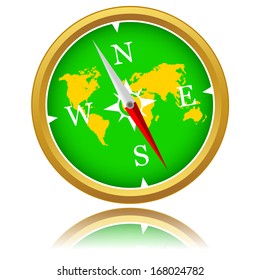 Beautiful Green Compass On White Background Stock Vector (Royalty Free ...
