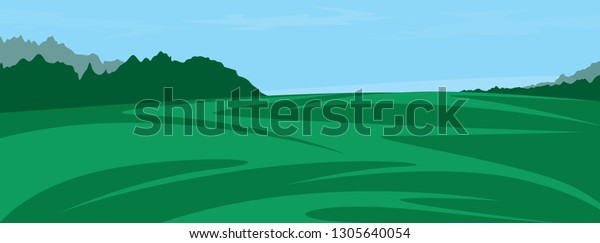 Beautiful Green Field Landscape Vector Stock Vector (Royalty Free ...