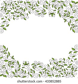 Beautiful Green Frame Leaves Stock Vector (Royalty Free) 433852885 ...