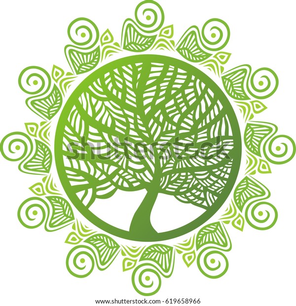 Beautiful Green Tree Vector Illustration Stock Vector (Royalty Free ...