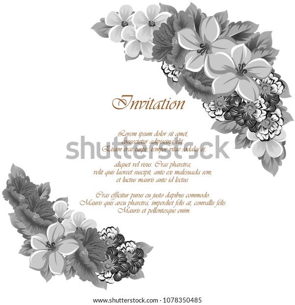 Beautiful Grey Floral Frame Your Printed Stock Vector (Royalty Free ...