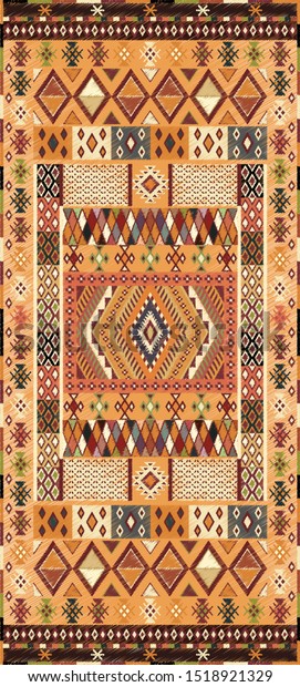 Beautiful Hand Drawn Colour Full Carpet Stock Vector (Royalty Free ...
