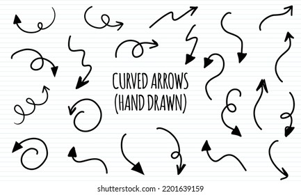 Beautiful Hand Drawn Curved Arrow Vector Stock Vector (Royalty Free ...