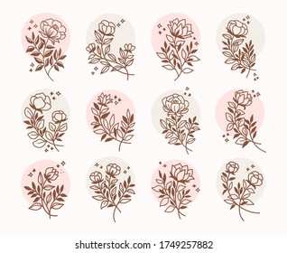Beautiful Hand Drawn Flower Elements Collection Stock Vector (Royalty ...