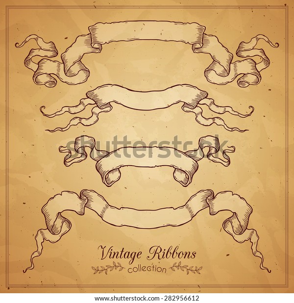 Beautiful Hand Drawn Ribbons Ancient Design Stock Vector (Royalty Free ...