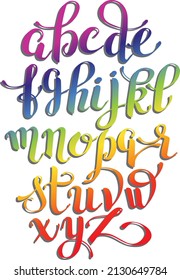 Beautiful Handwriting Alphabet Using Rainbow Color Stock Vector ...