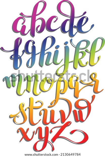 Beautiful Handwriting Alphabet Using Rainbow Color Stock Vector ...