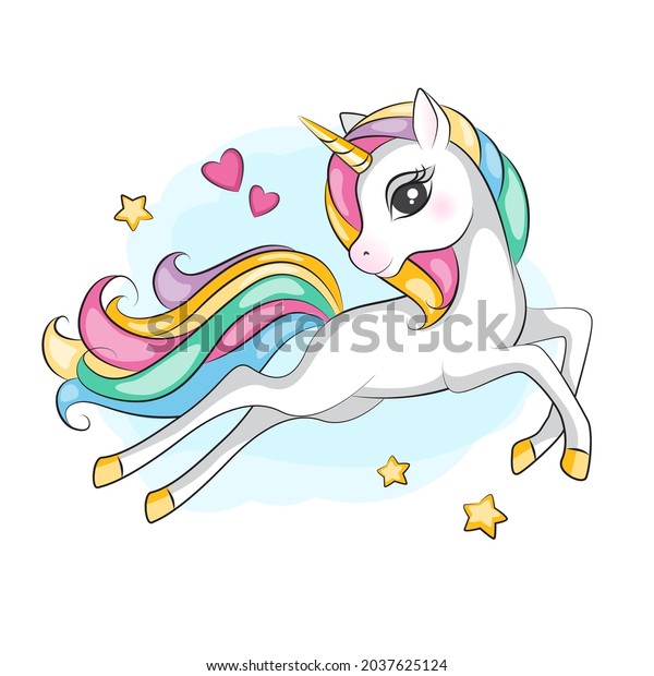 Beautiful Illustration Cute Flying Magical Unicorn Stock Vector ...