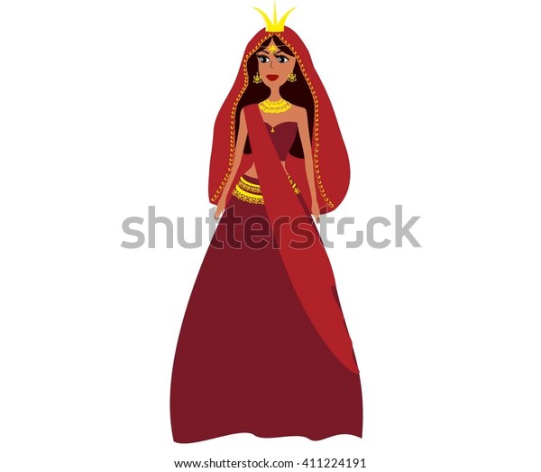 Beautiful Indian Princess Vector Illustration Cute Stock Vector ...