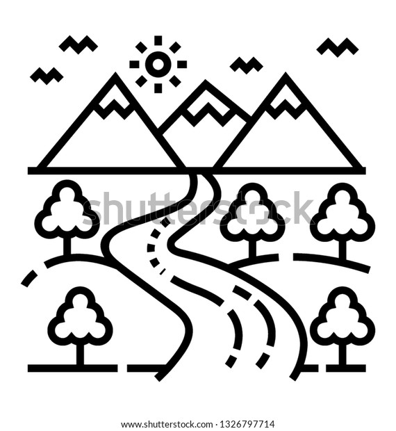 Beautiful Landform Line Icon Stock Vector (Royalty Free) 1326797714 ...