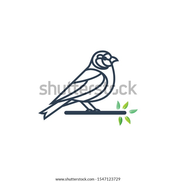 Beautiful Line Art Sparrow Illustration Design Stock Vector (Royalty ...
