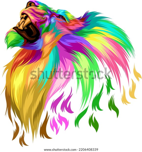 Beautiful Lion Head Full Color Vector Stock Vector (Royalty Free ...