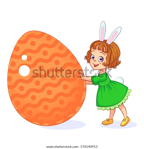 Beautiful Little Girl Dressed Easter Bunny Stock Vector (Royalty Free ...