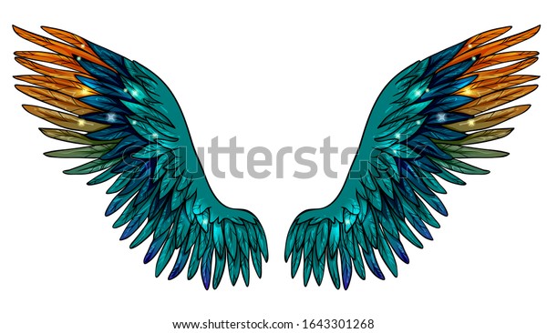 Beautiful Magic Glittery Turquoise Wings Blue Stock Vector (Royalty ...