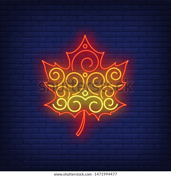 Beautiful Maple Leaf Curls Neon Sign Stock Vector (Royalty Free ...