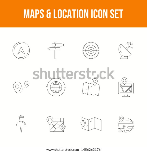 Beautiful Maps Location Line Black Icon Stock Vector (Royalty Free ...