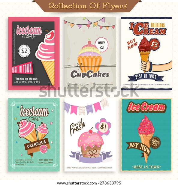 Beautiful menu card set for ice-cream parlours.
