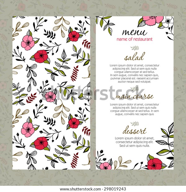 Beautiful Menu Design Cafe Restaurant Set: เวกเตอร์สต็อก (ปลอดค่า ...