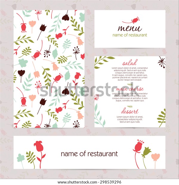 Beautiful Menu Design Cafe Restaurant Set 库存矢量图（免版税）298539296