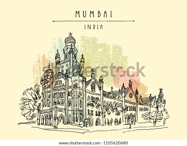Beautiful Old British Colonial Building Mumbai Stock Vector (Royalty ...
