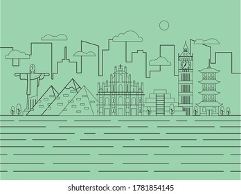 Beautiful Outline Landmarks Skyline Vector Stock Vector (Royalty Free ...