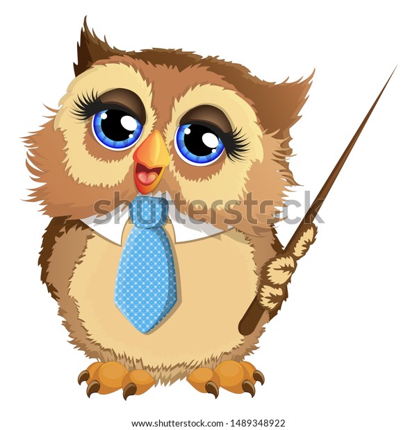 Beautiful Owl Teacher Wooden Pointer Blue Stock Vector (Royalty Free ...