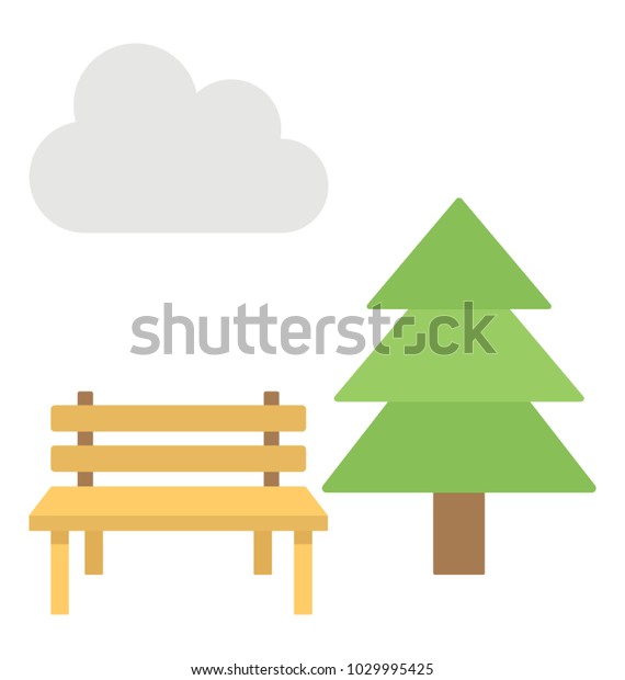 Beautiful Parkside View Garden Flat Icon Stock Vector (Royalty Free ...
