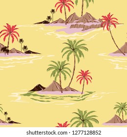 Beautiful Seamless Island Pattern Background Landscape Stock Vector ...