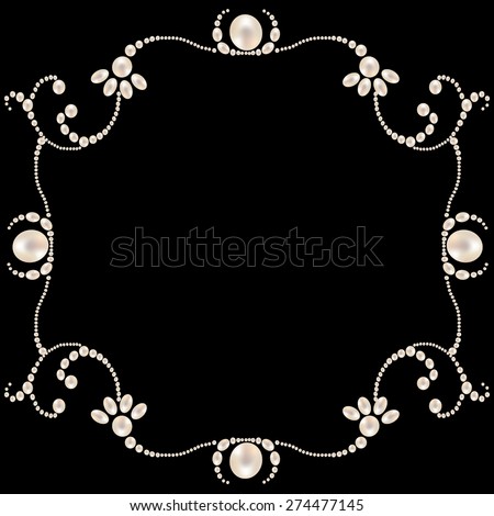 Beautiful Pearl Frame On Black Background Stock Vector (Royalty Free ...
