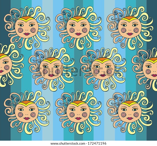 Beautiful Picture Ornate Sun Vector Illustration Stock Vector (Royalty ...