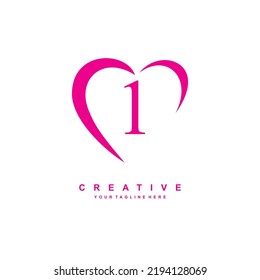 Beautiful Pink 1 Logo Template Design Stock Vector (Royalty Free ...