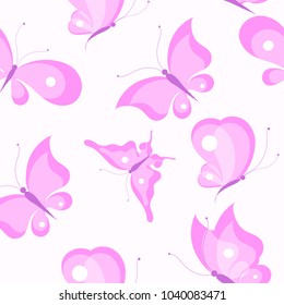 Beautiful Pink Butterflies Pattern Stock Vector (Royalty Free ...